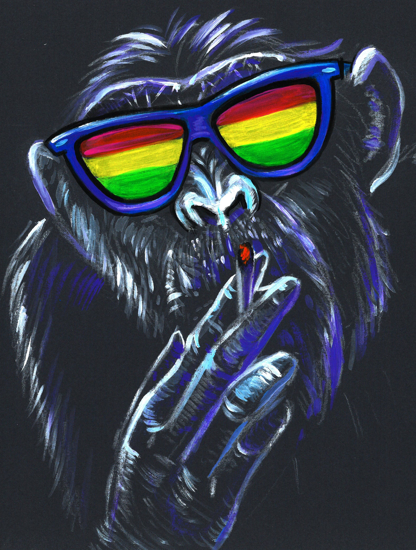 Monkey With Cigarette,smoking Monkey,digital Cannabis Monkey,freaky ...