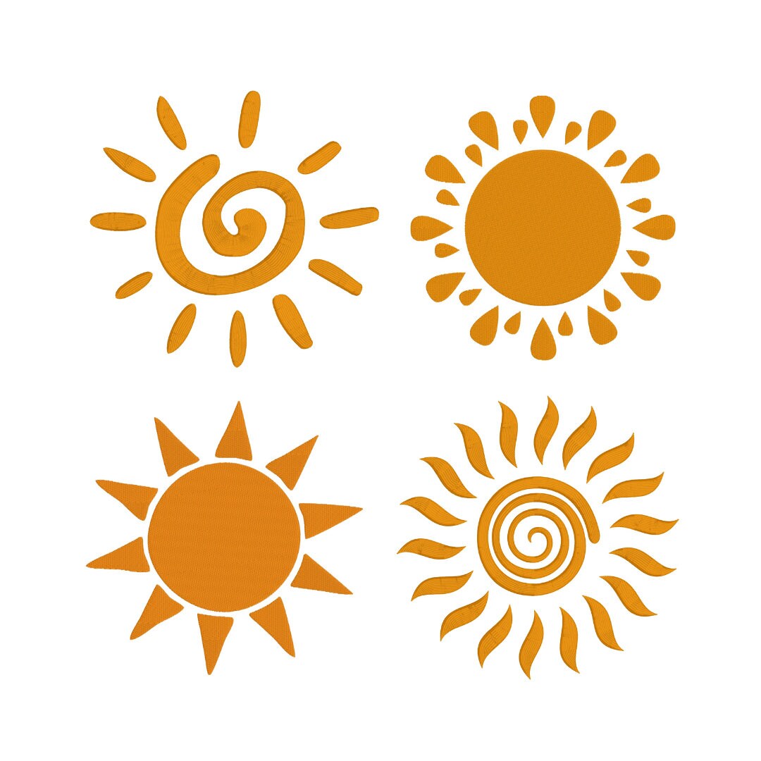 Bundle Sun Embroidery Design. Sun Machine Embroidery. Sun Filled Stitch ...