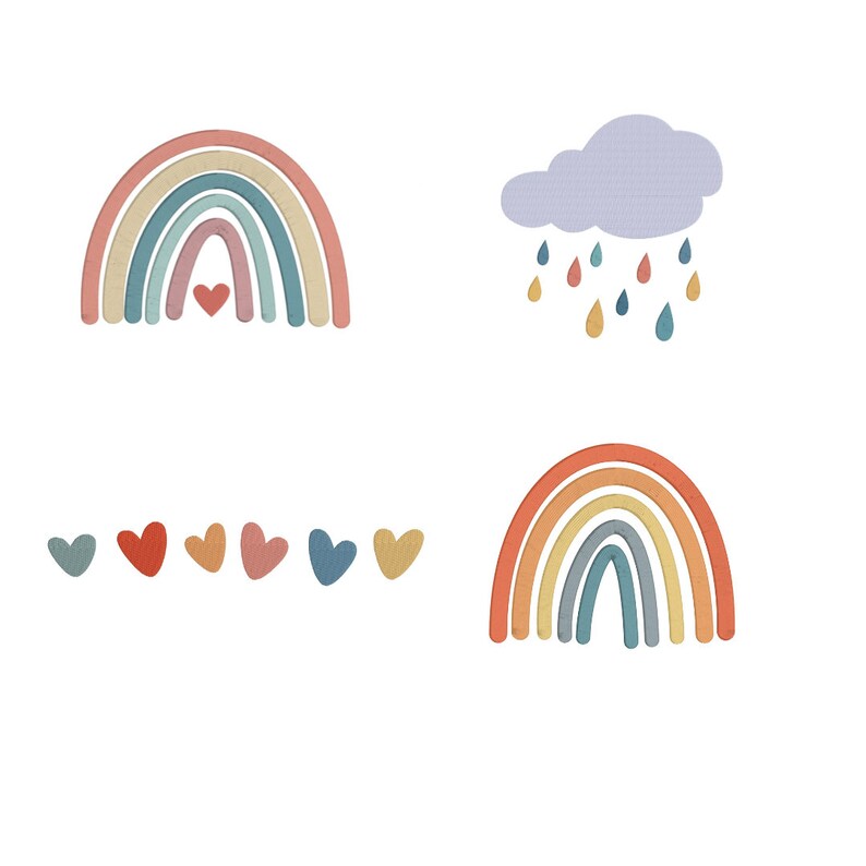 Boho Rainbow Colors Embroidery Design, Boho Rainbow Embroidery Design ...