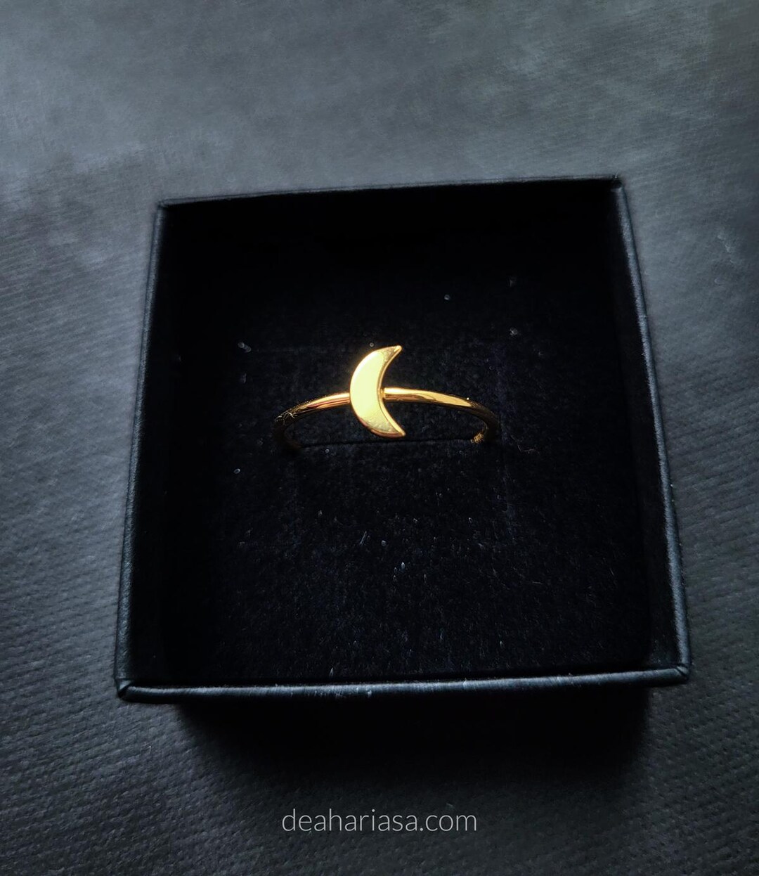 Sterling Silver Hecate Ring With Gold Vermeil, Minimalist Crescent Moon ...