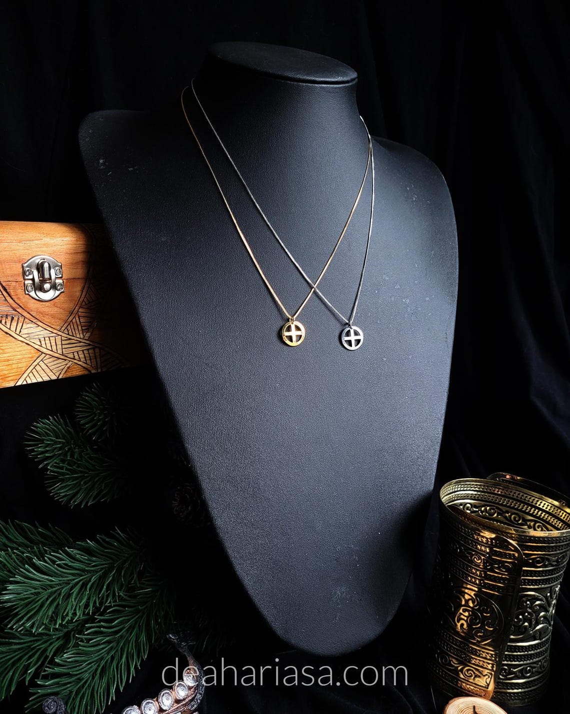 Small Solar Cross Necklace, Viking Jewelry, Sun Cross Pendant, Bronze ...