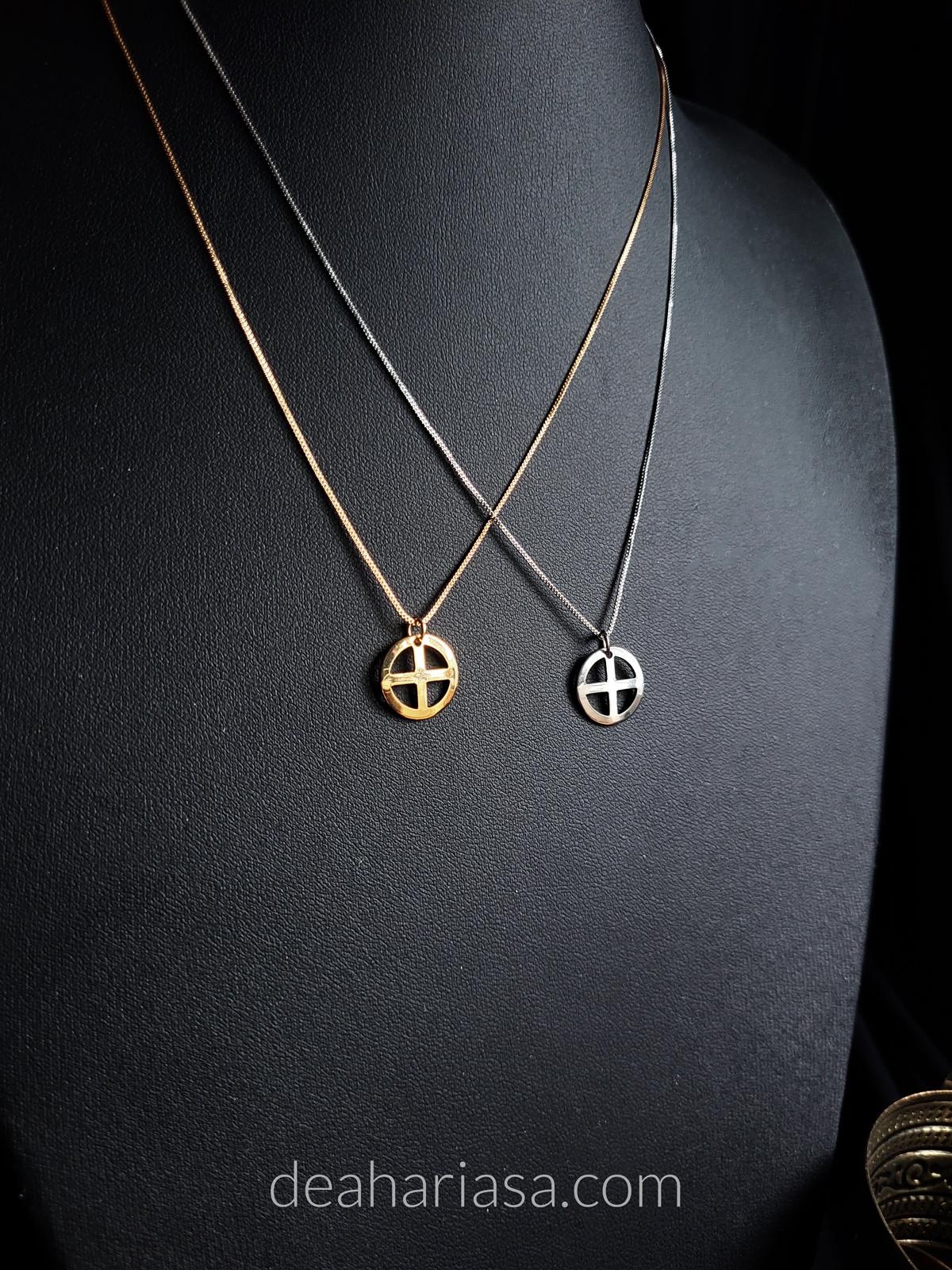 Small Solar Cross Necklace, Viking Jewelry, Sun Cross Pendant, Bronze ...