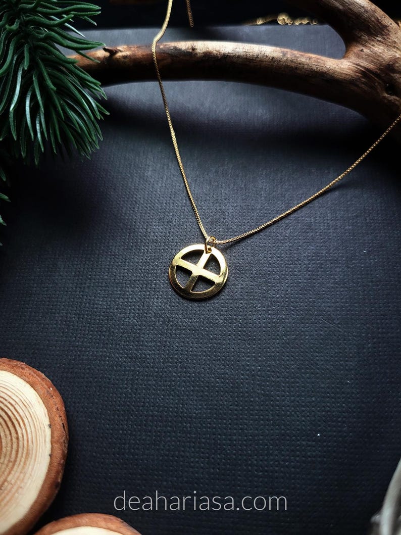Small Solar Cross Necklace, Viking Jewelry, Sun Cross Pendant, Bronze ...