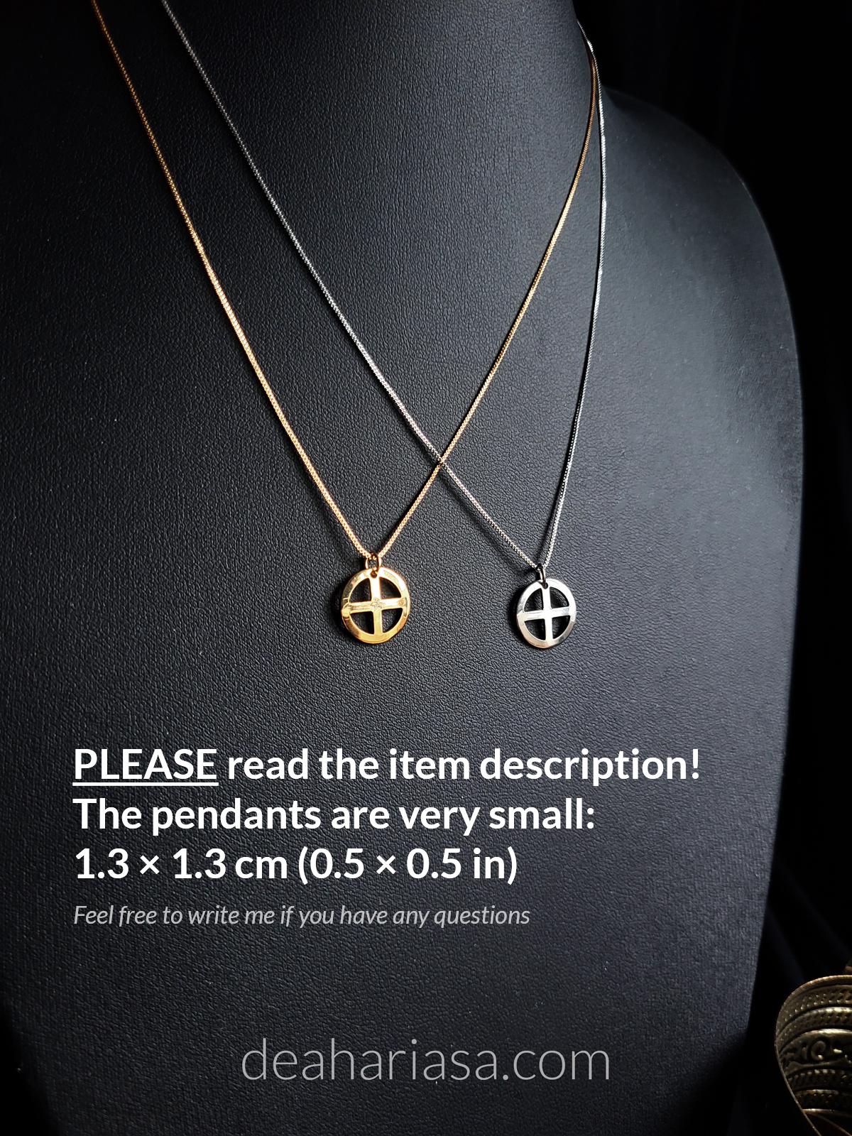 Small Solar Cross Necklace, Viking Jewelry, Sun Cross Pendant, Bronze ...