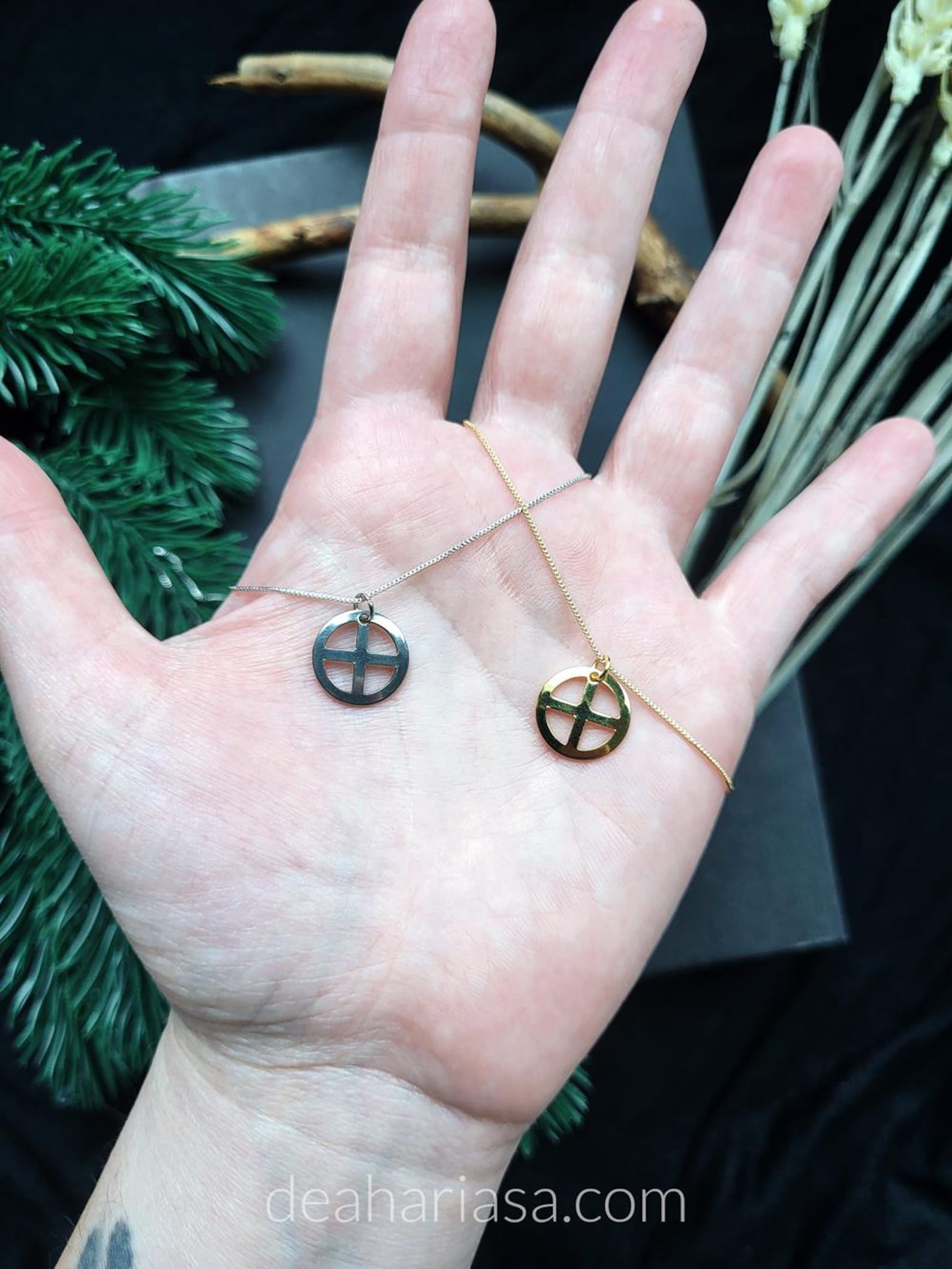 Small Solar Cross Necklace, Viking Jewelry, Sun Cross Pendant, Bronze ...