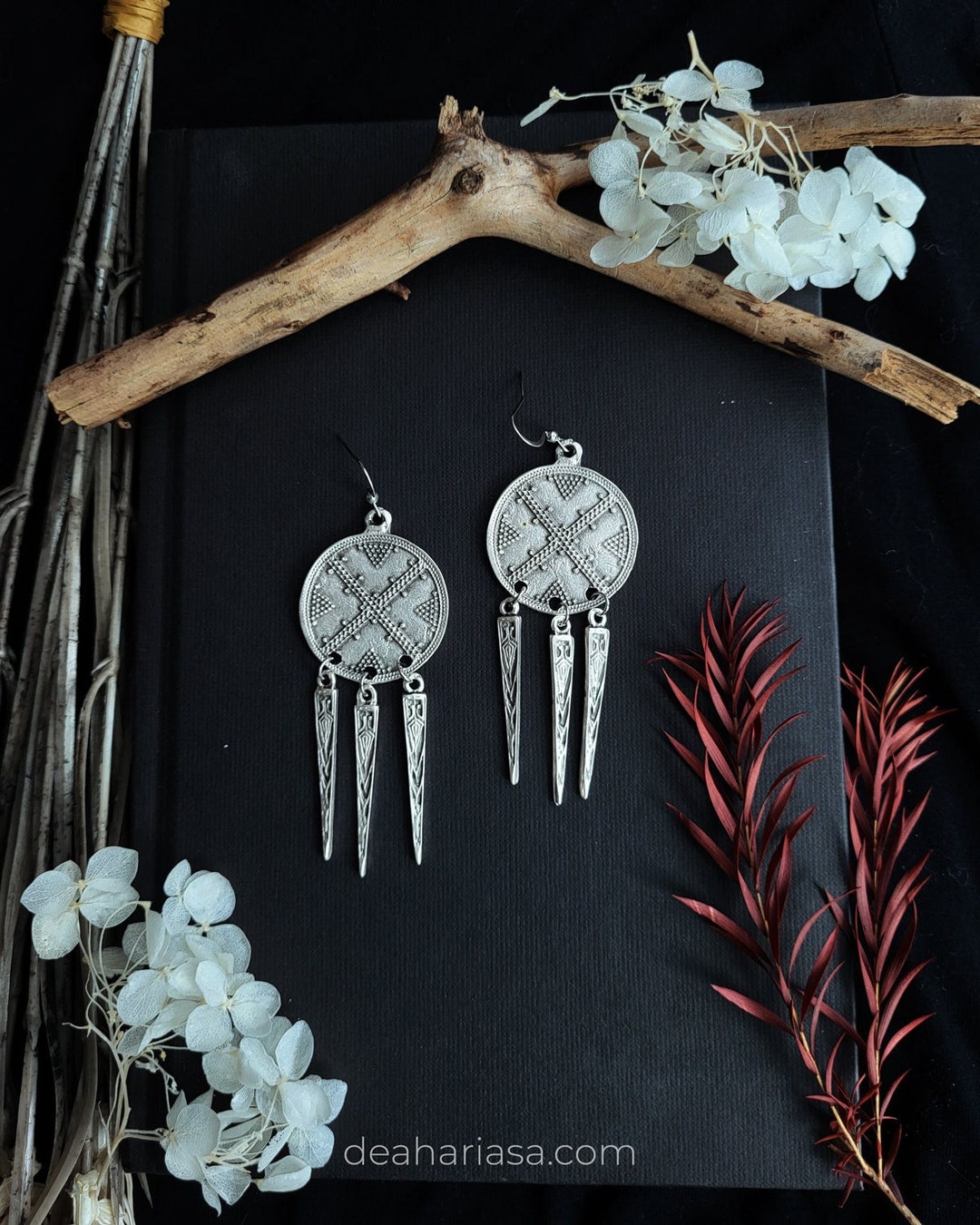 Ancient Viking Shield Silver Earrings, Shieldmaiden Jewelry, Witchy ...