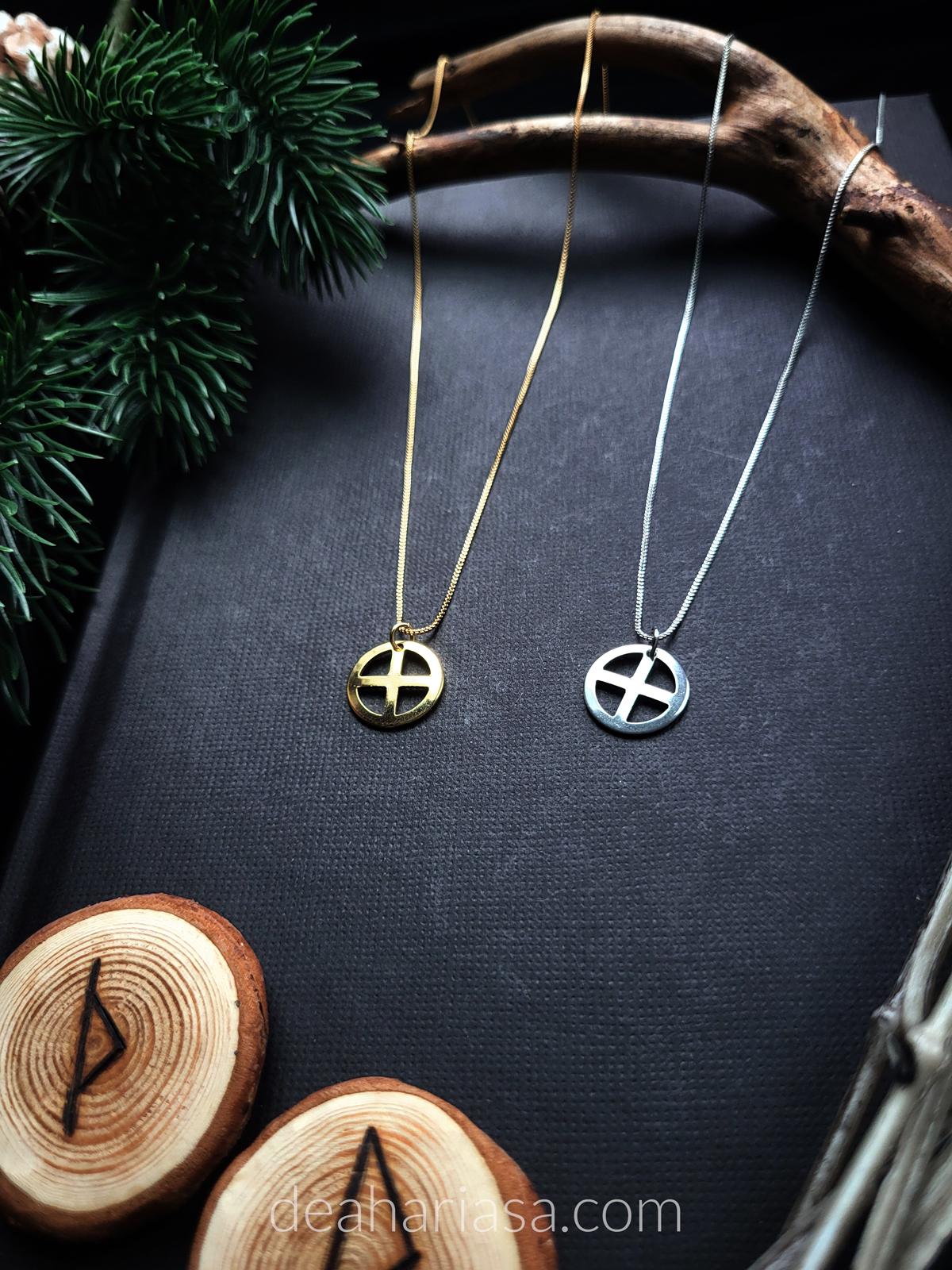 Small Solar Cross Necklace, Viking Jewelry, Sun Cross Pendant, Bronze ...
