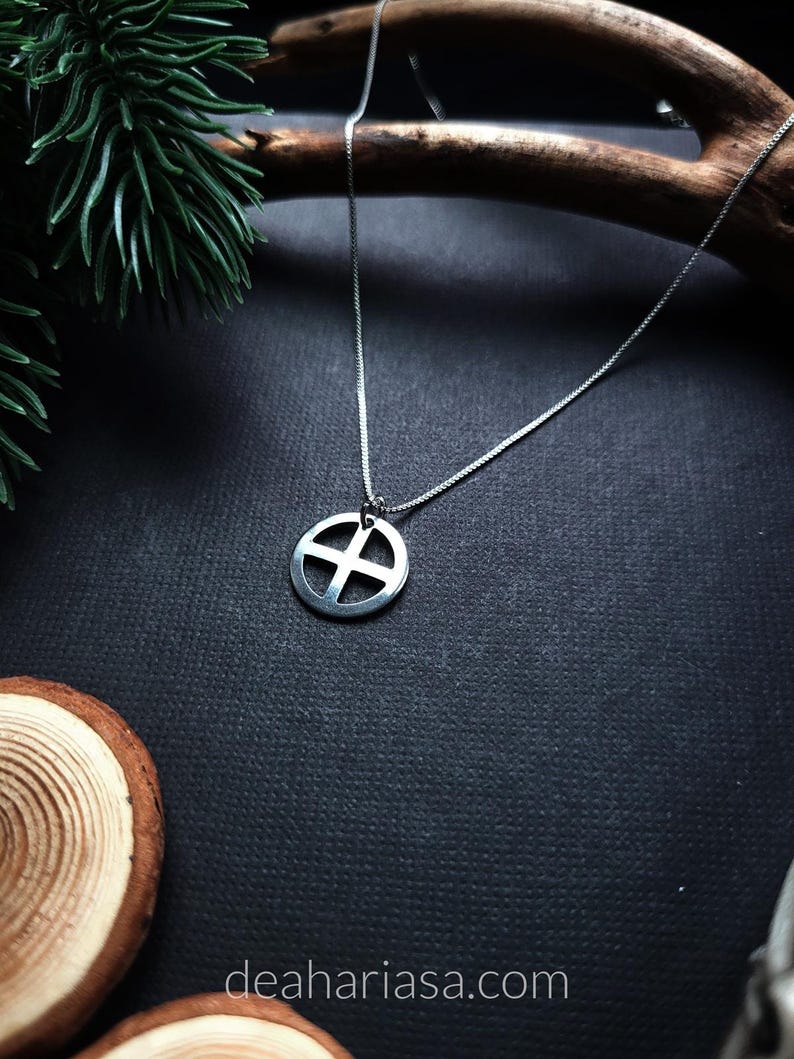Small Solar Cross Necklace, Viking Jewelry, Sun Cross Pendant, Bronze ...