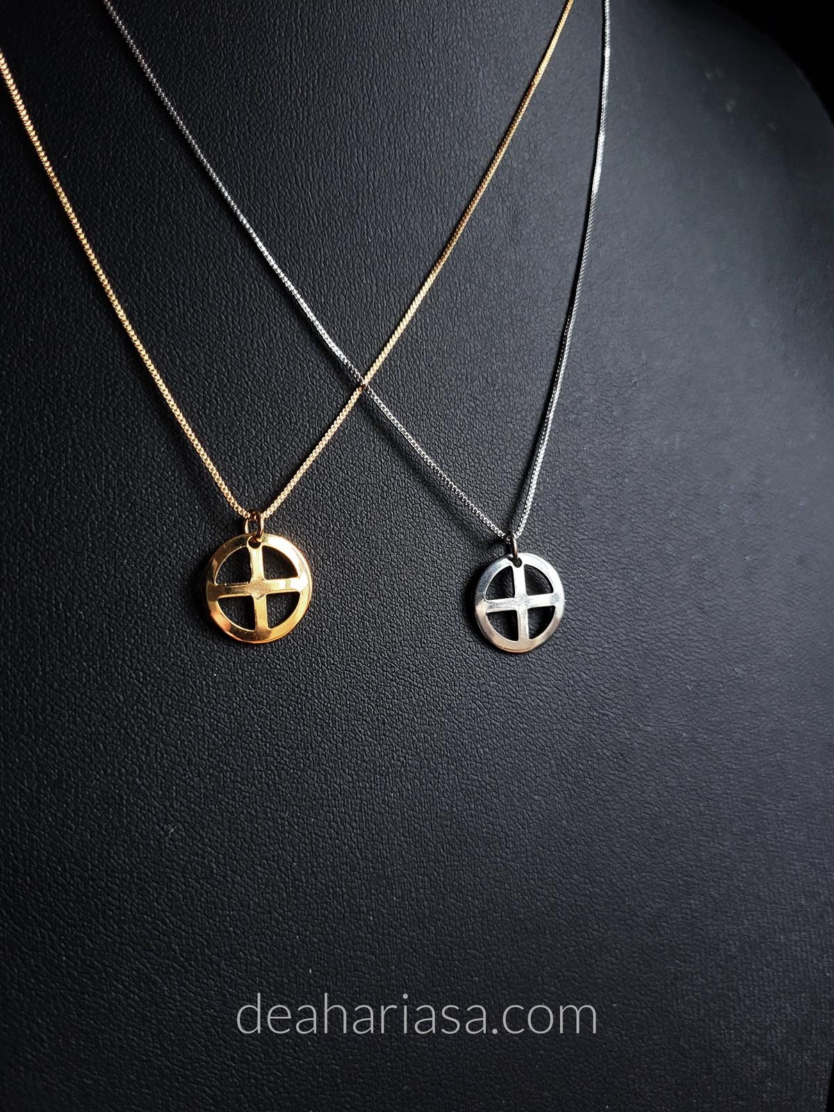 Small Solar Cross Necklace, Viking Jewelry, Sun Cross Pendant, Bronze ...