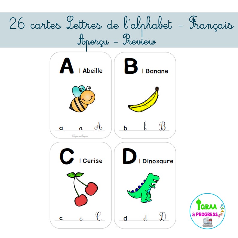 French Alphabet Letter Cards French Letters FC FLASHCARDS - Etsy