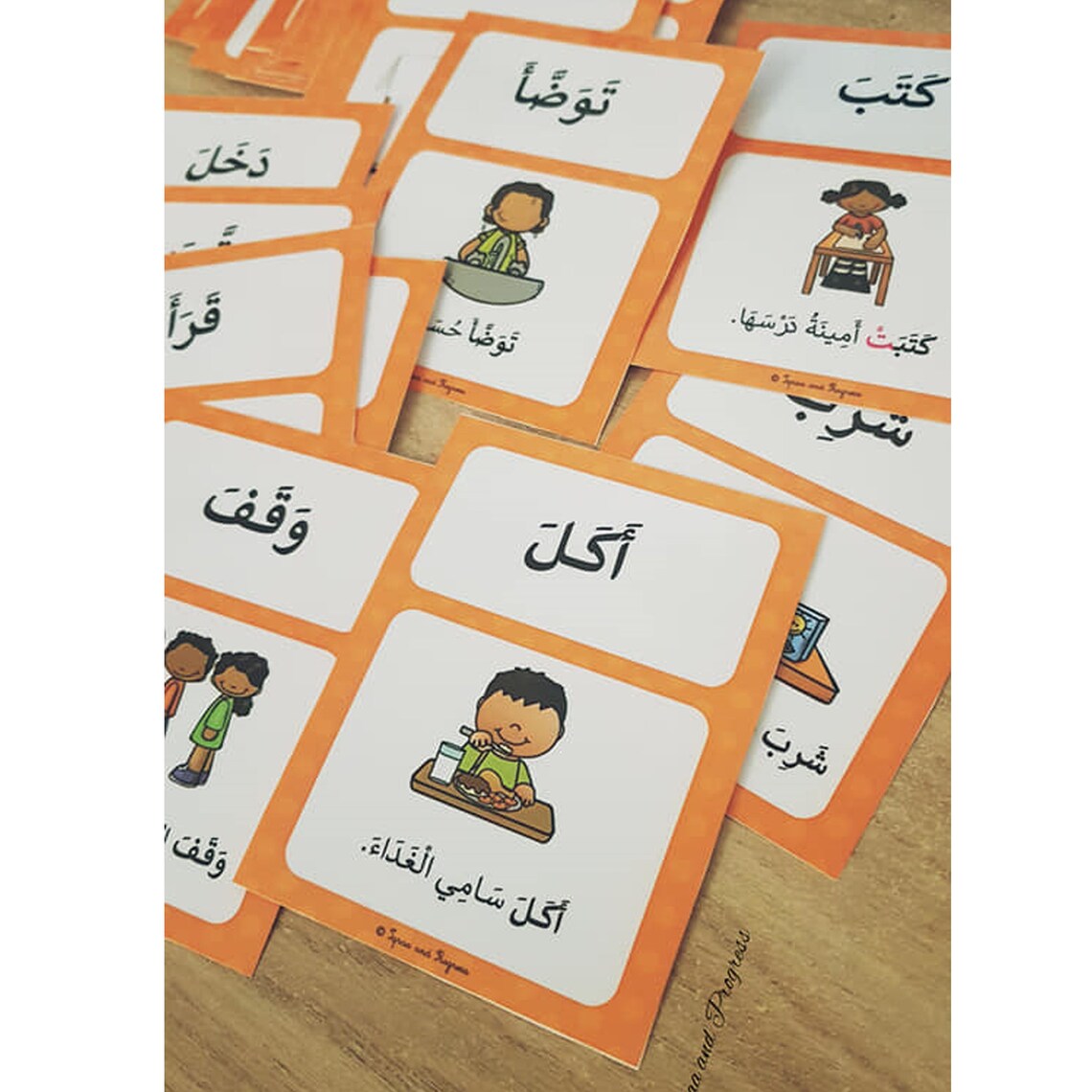 Action Verbs Cards in ARABIC 32 Cards 32 Action Verbs Arabic FLASHCARDS ...