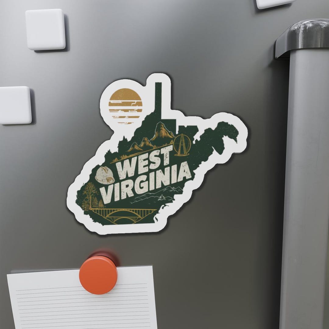 West Virginia State Iconic Symbol Retro Vintage Die-cut Magnets, Fridge ...