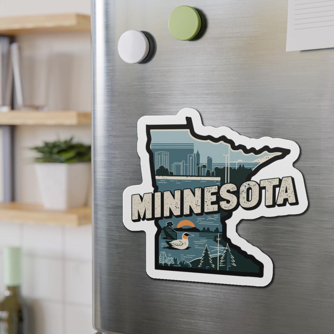 Minnesota State Die-cut Magnets, Iconic Symbols, Retro Vintage ...