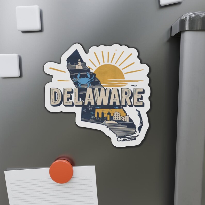 Delaware State Magnet: Iconic Symbols, USA Travel Souvenir - Etsy