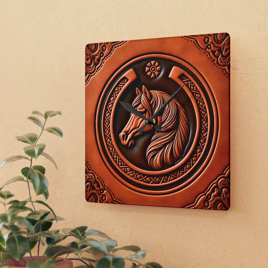 Horseshoe Horse 3D Effect - Acrylic Wall Clock - Etsy