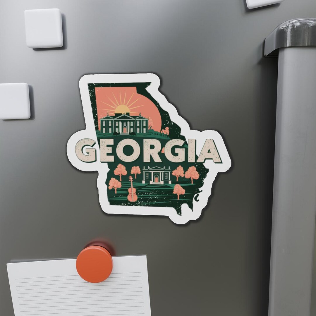 Vintage Georgia State Iconic Symbols Die-cut Magnets, Retro Fridge ...