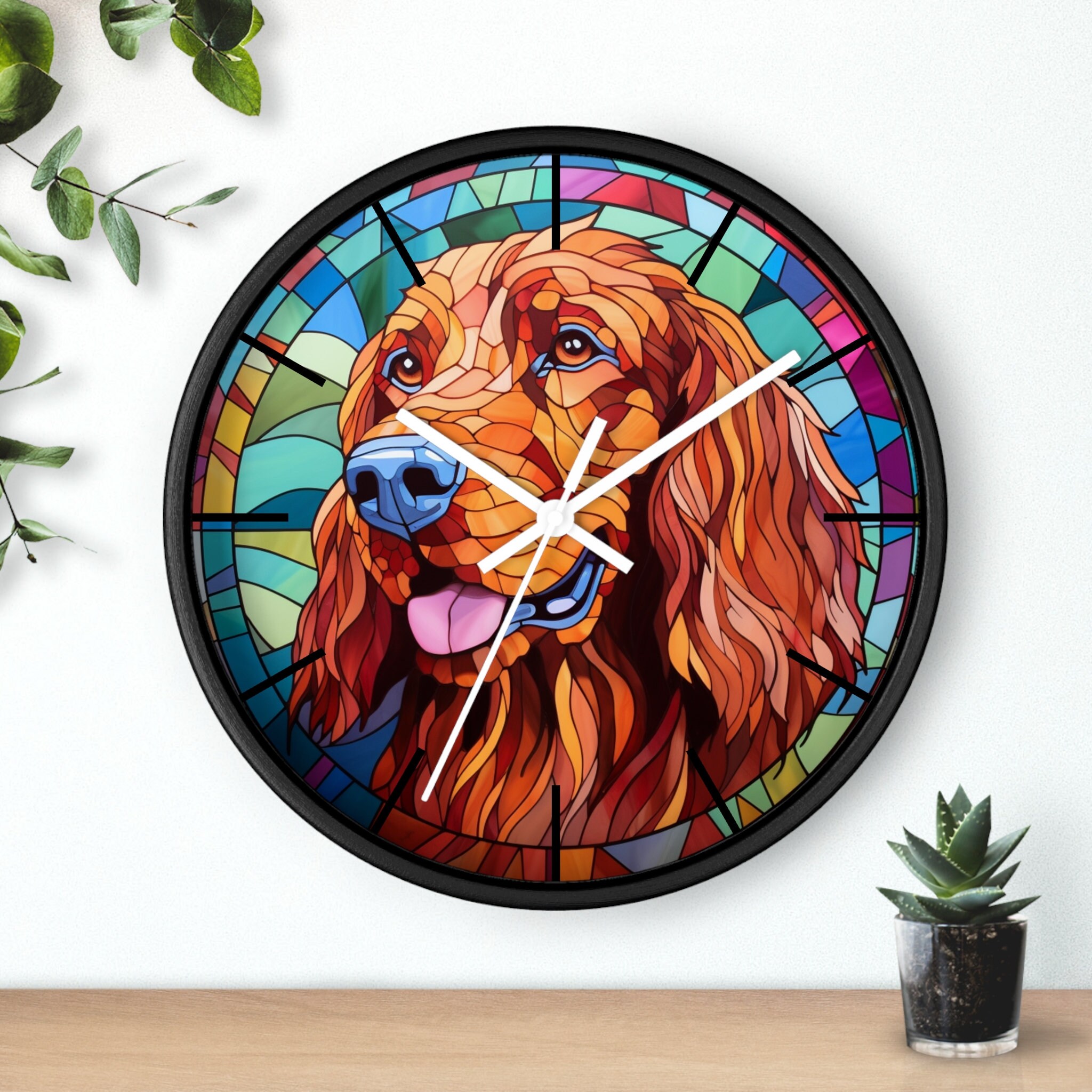 Cocker Spaniel Dog Faux Stained Glass Premium Silient Wall Clock - Etsy