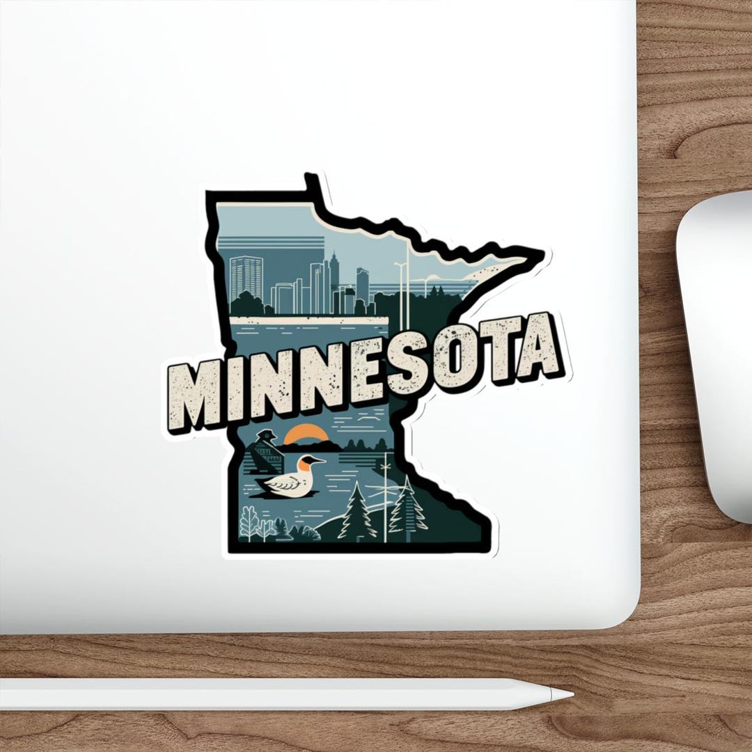 Minnesota State Die-cut Stickers, Iconic Symbols, Retro Vintage, Water ...