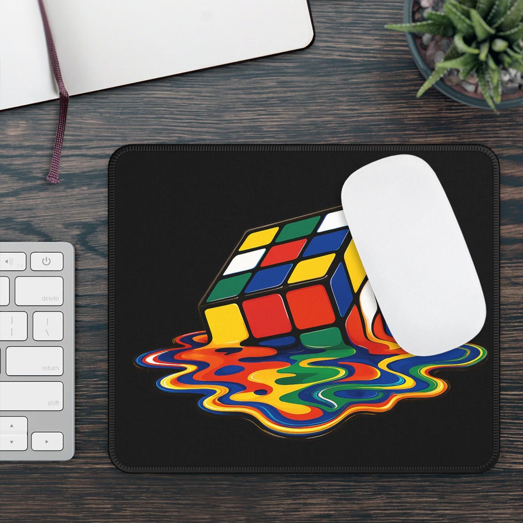 Melting Rubik Cube Gaming Mouse Pad | Colorful Psychedelic Puzzle Desk ...