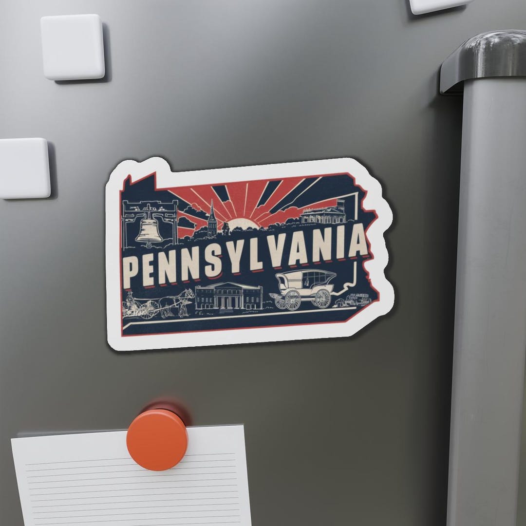 Pennsylvania Iconic Symbols Retro Vintage Die-cut Magnets, PA Souvenir ...