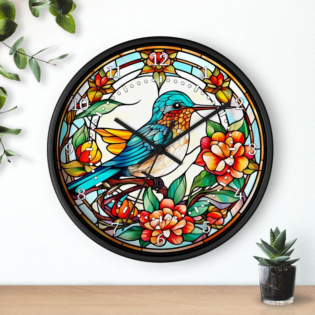 Hummingbird Wall Clock: Stained Glass Style, Colorful Home Decor - Etsy