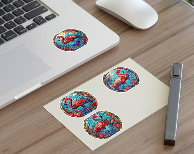 Flamingo Stained Glass Window Cling Decal Sticker Vinyl Window Film ...