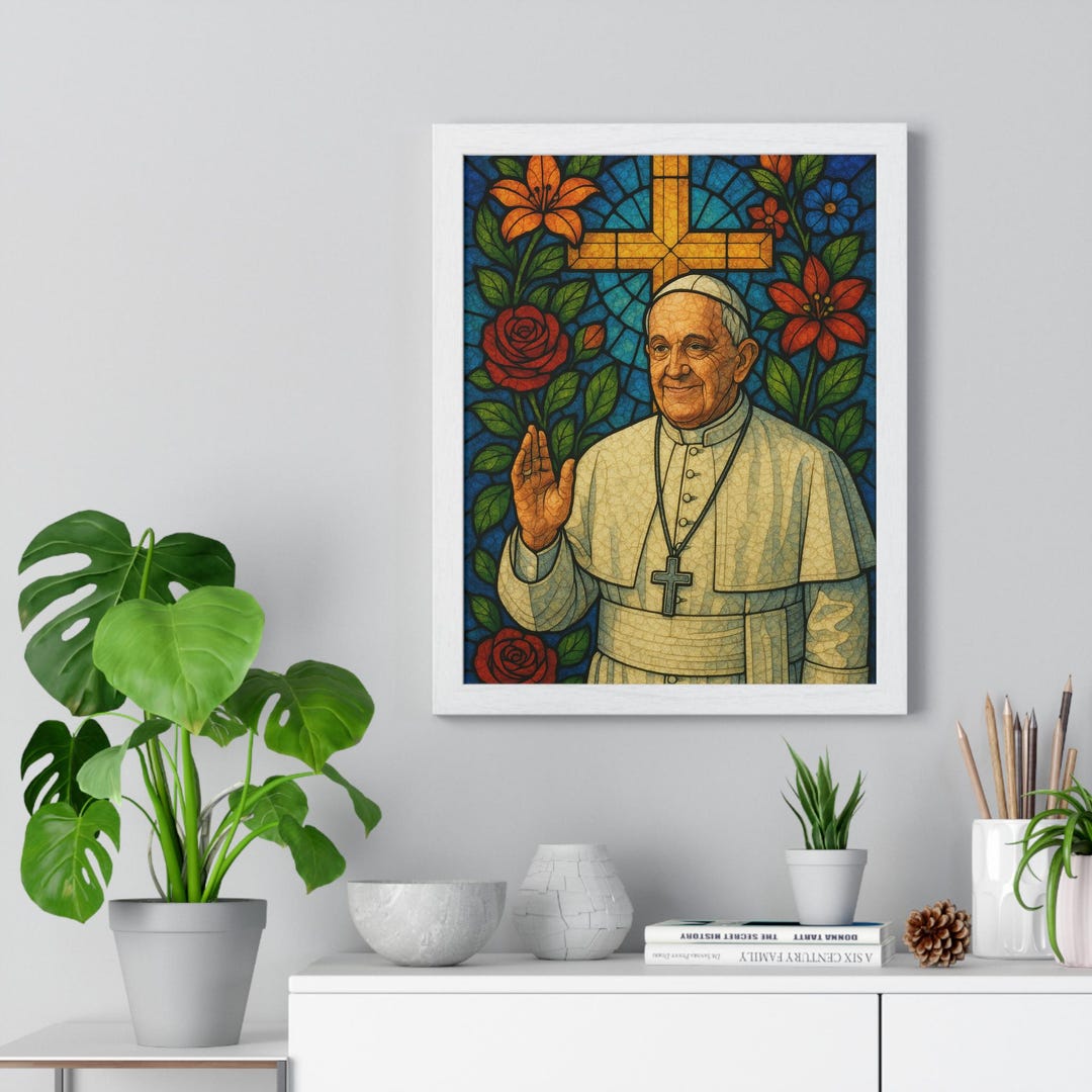 Religious Wall Art, Pope Francis Vertical Framed Poster, Christian ...