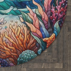 Coral Reef Round Rug, Ocean Themed Home Decor, Nautical Area Rug ...