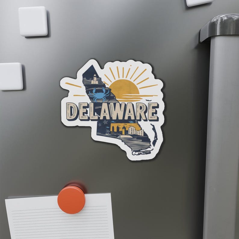 Delaware State Magnet: Iconic Symbols, USA Travel Souvenir - Etsy