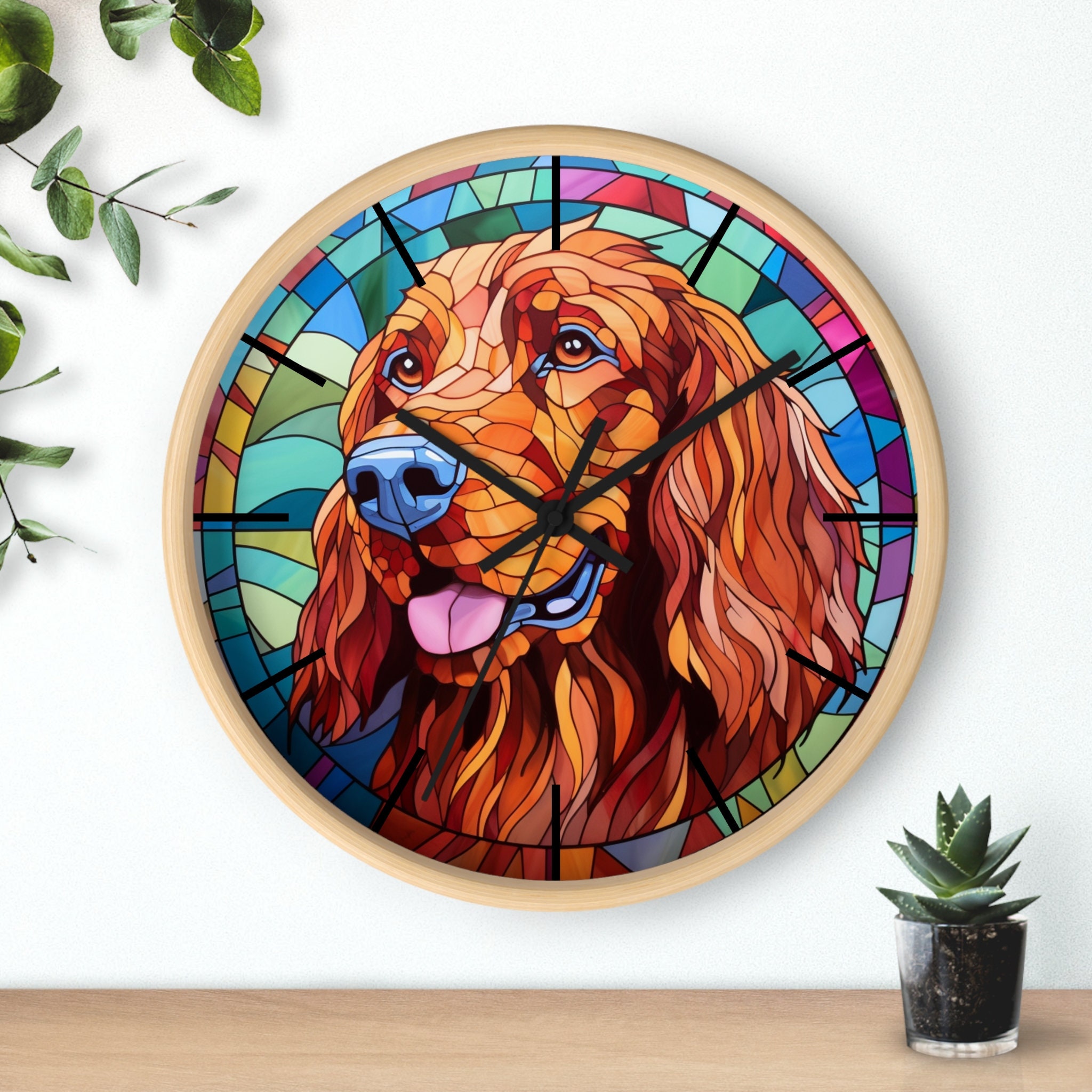 Cocker Spaniel Dog Faux Stained Glass Premium Silient Wall Clock - Etsy