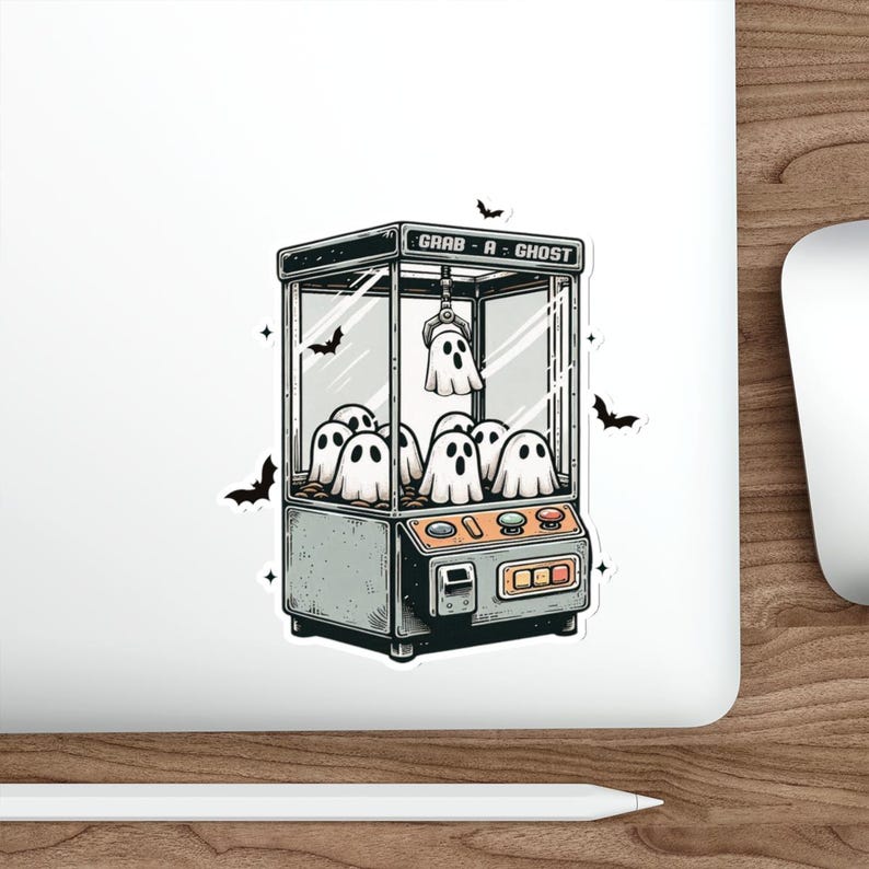 Funny Ghost Claw Machine Sticker: Retro Halloween Vinyl Decal - Etsy