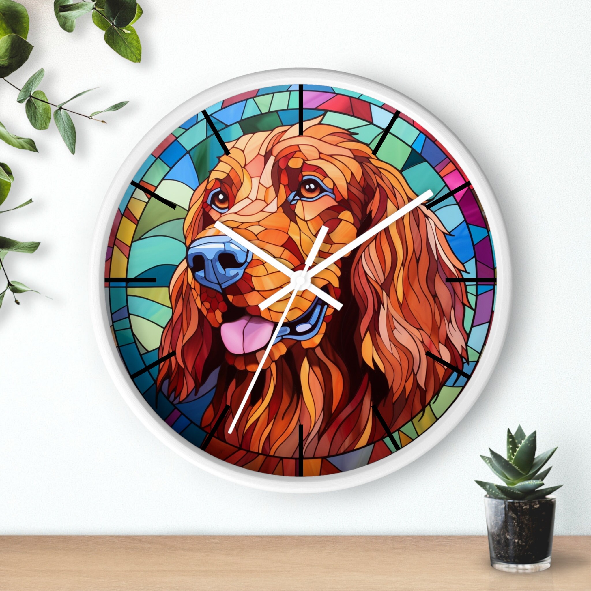 Cocker Spaniel Dog Faux Stained Glass Premium Silient Wall Clock - Etsy