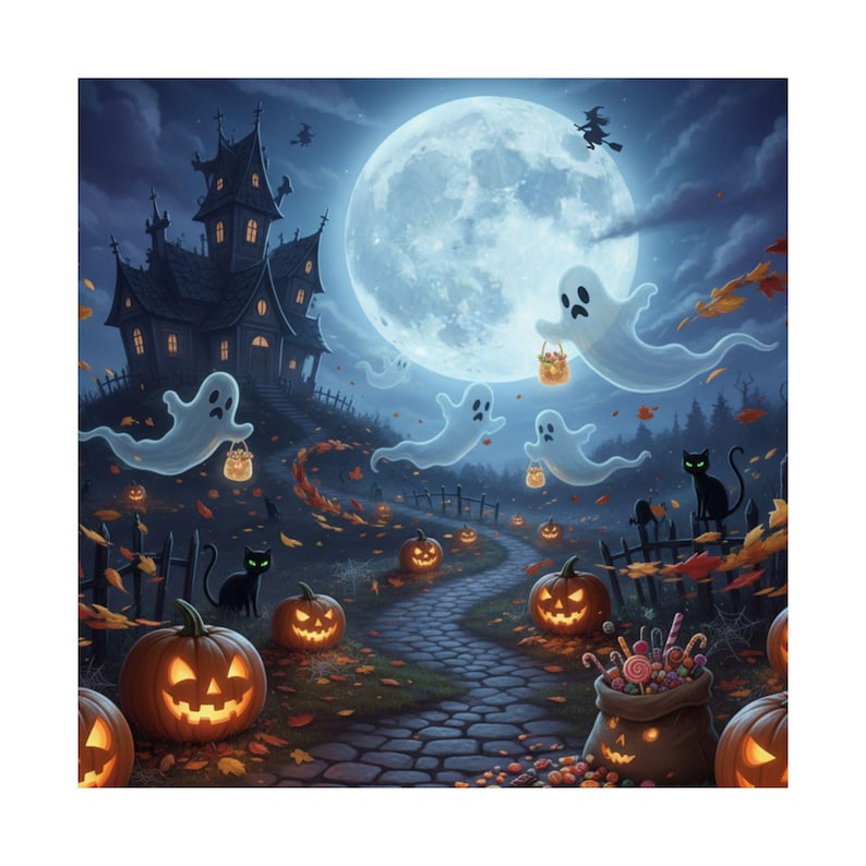 Halloween Ghost Art Print: Spooky Haunted House Decor - Etsy