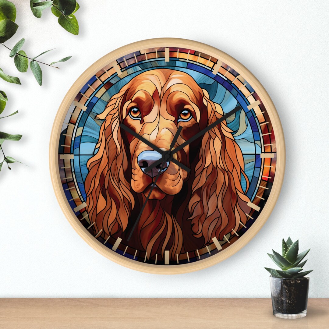 Irish Setter Dog Faux Stained Glass Premium Silent Wall Clock - Etsy