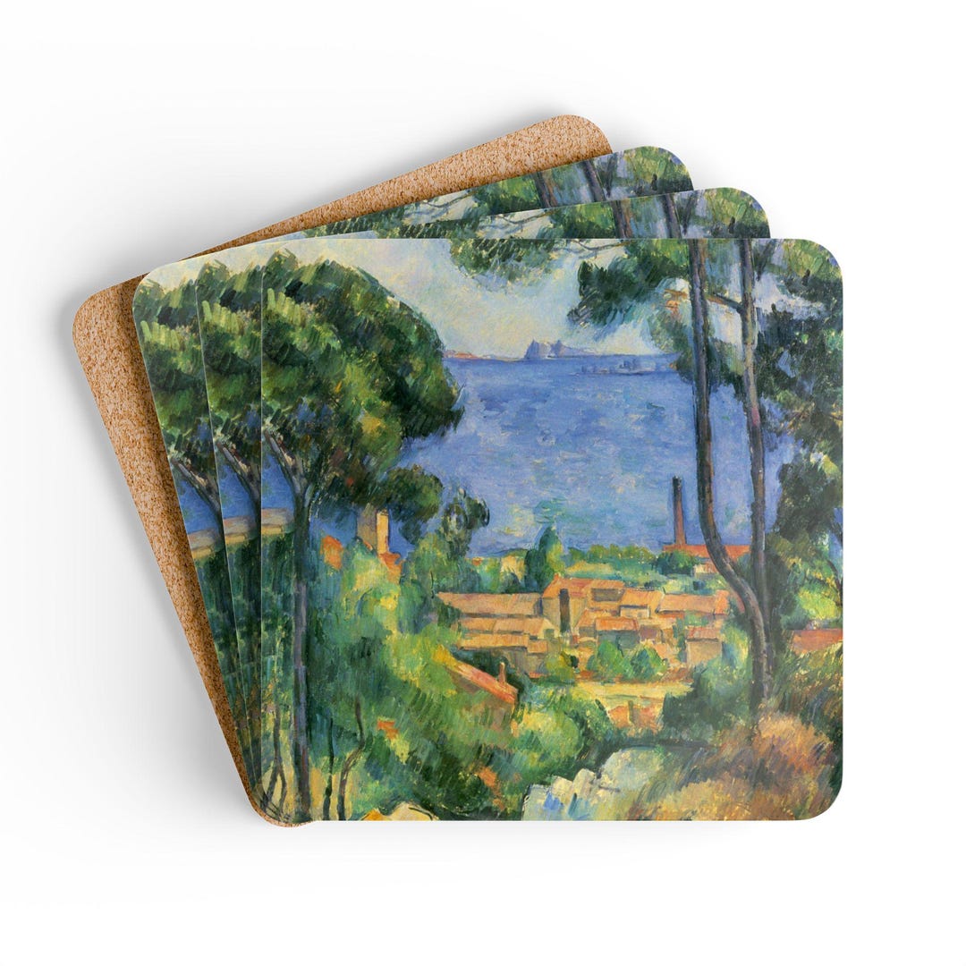 Paul Cezanne Nature Scene Corkwood Coaster Set | Eco-friendly Drink ...