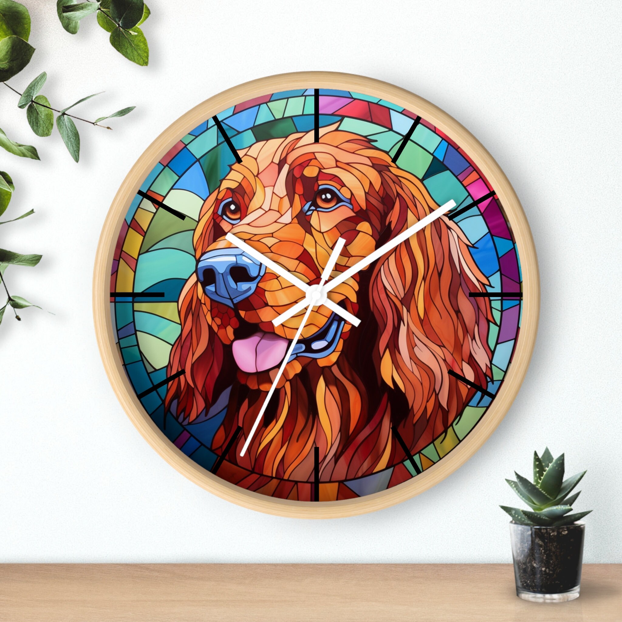 Cocker Spaniel Dog Faux Stained Glass Premium Silient Wall Clock - Etsy