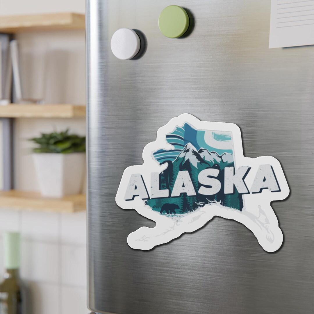 Alaska State Die-cut Magnets, Iconic Symbols, Retro Vintage, Souvenir ...