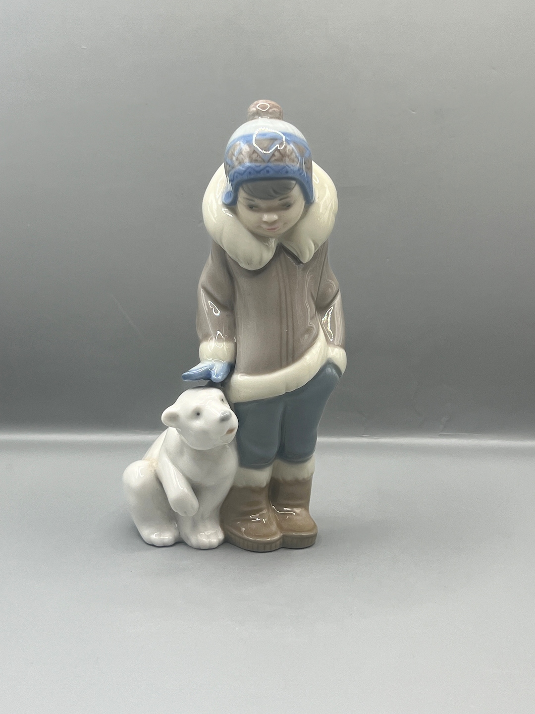 Vintage Lladro Figurine Eskimo Boy Lladro Polar Bear Cub #5238 ...