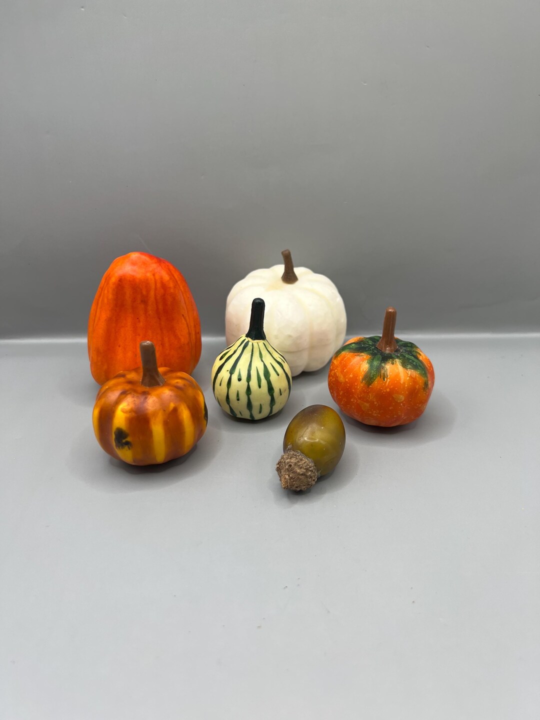 Vintage Ornamental Paper Mache Pumpkins - Set of 5 Decorative Pumpkins ...