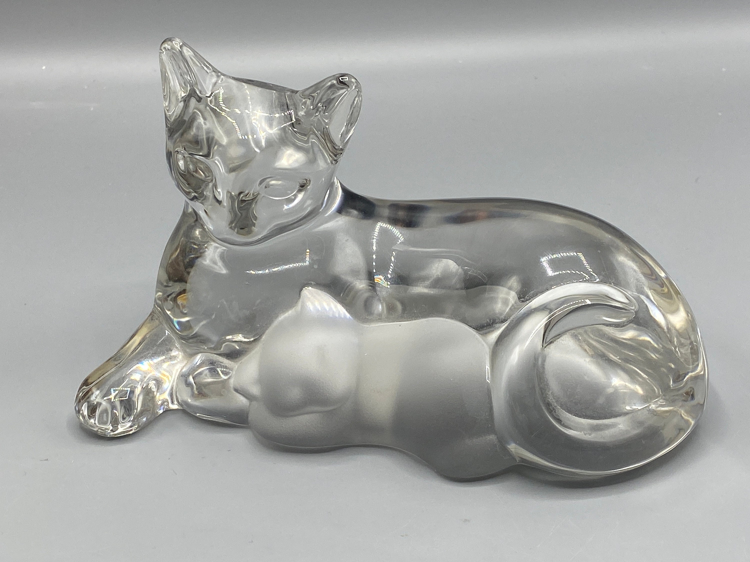 Vintage Lenox Clear Crystal Cat Figurine Graceful Embrace Etsy