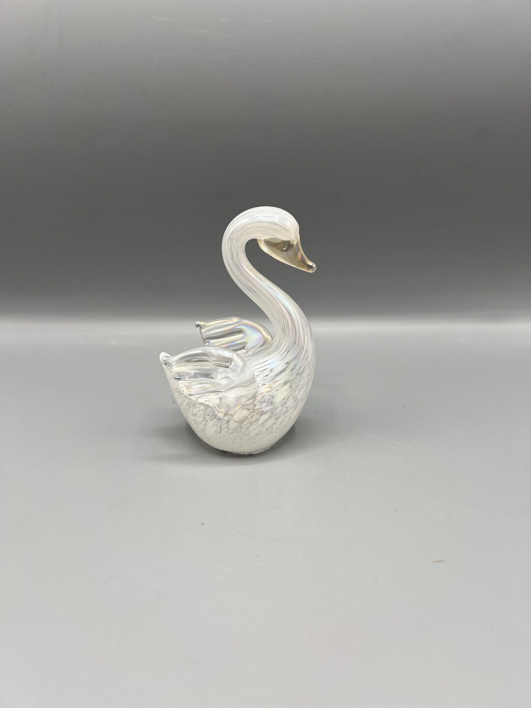 Vintage Iridescent Art Glass Swan - Taiwan ROC Blown Glass - Etsy