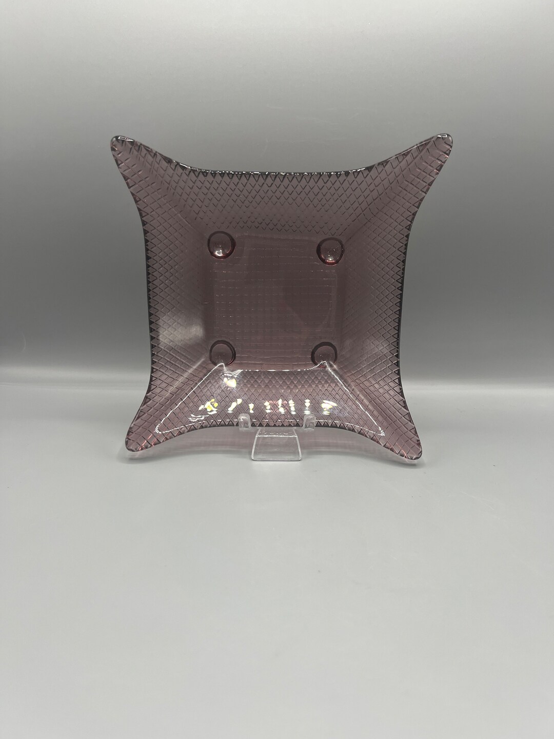 Vintage Purple Pinched Edge Glass Ashtray Trinket Candy Dish Pinched ...