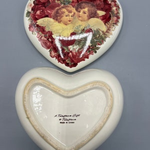 Teleflora Heart Shaped Ceramic Roses Cherubs Angels Trinket Jewelry ...