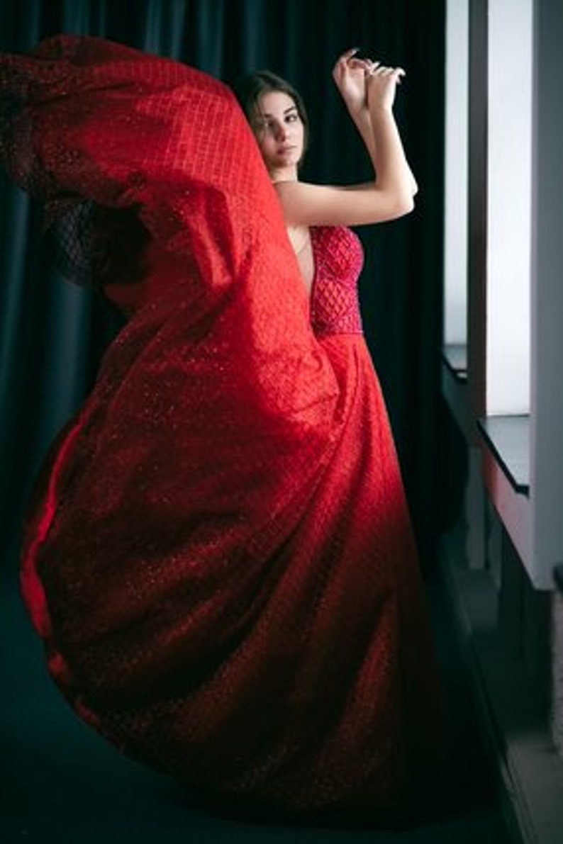 Red Lace Prom Dress: Limited Edition Long Evening Gown, Verne - Etsy