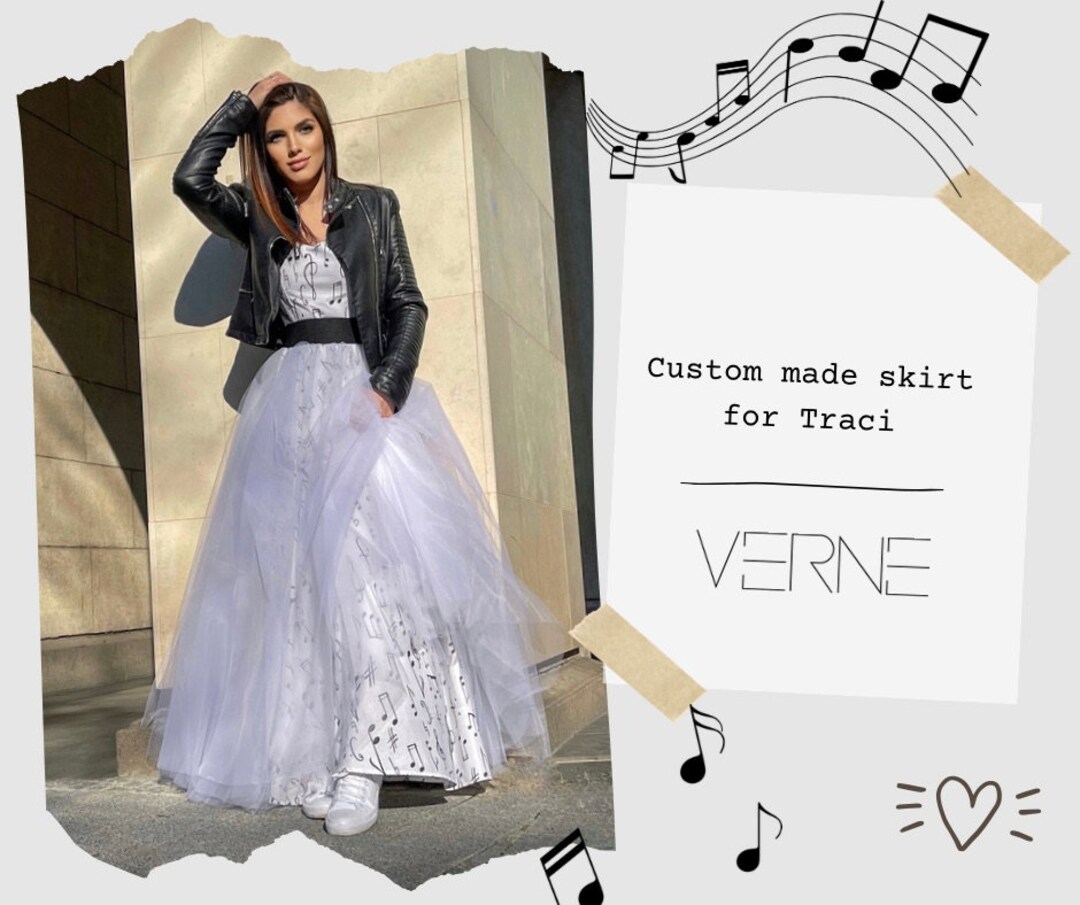 White Tutu Tulle Skirt With Music Notes Lining / Custom Order - Etsy