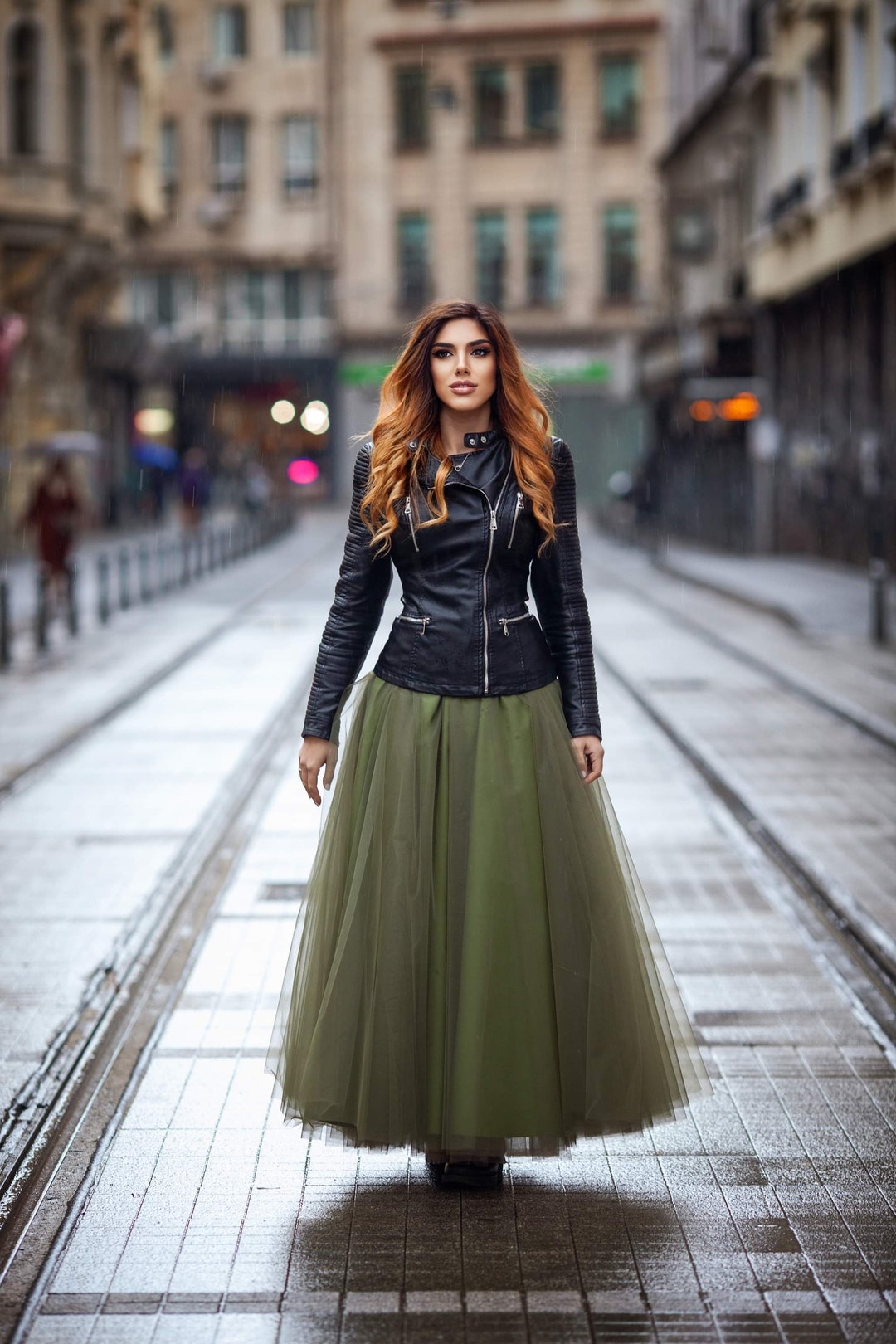 Long Olive Green Tulle Skirt / Olive Green Skirt / Tulle Long Skirt ...