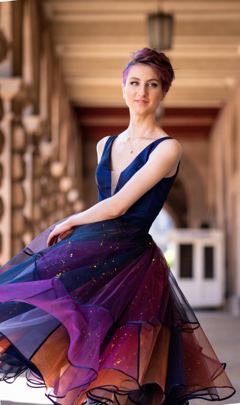 Galaxy Ombre Tulle Midi Skirt: Handmade Cosmic Fashion - Etsy