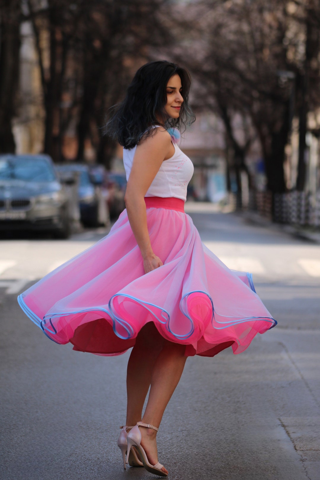 Pink Neon Blue Tulle Tutu Skirt / Prom Skirt - Etsy