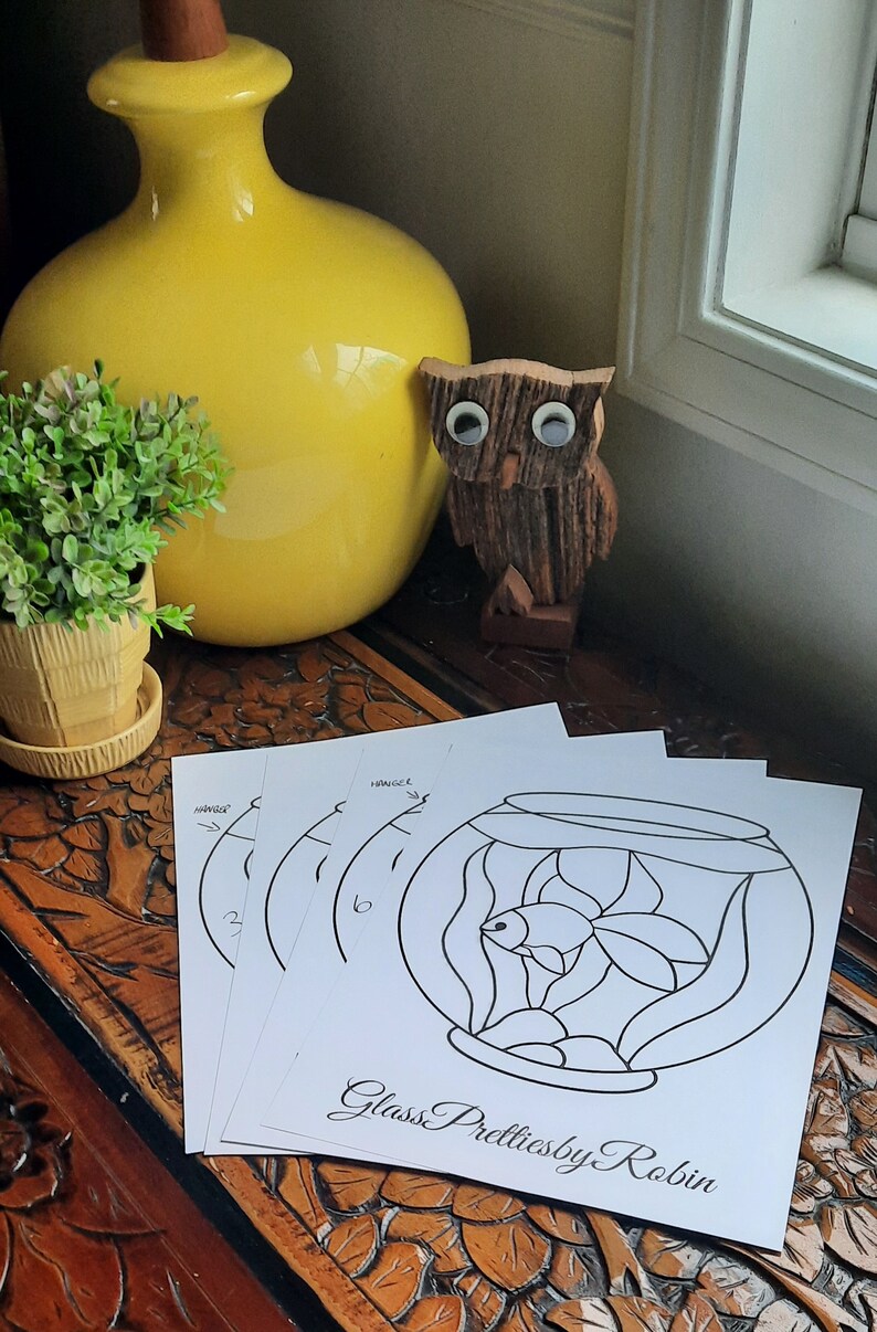 Goldfish Bowl Stained Glass Pattern - Etsy