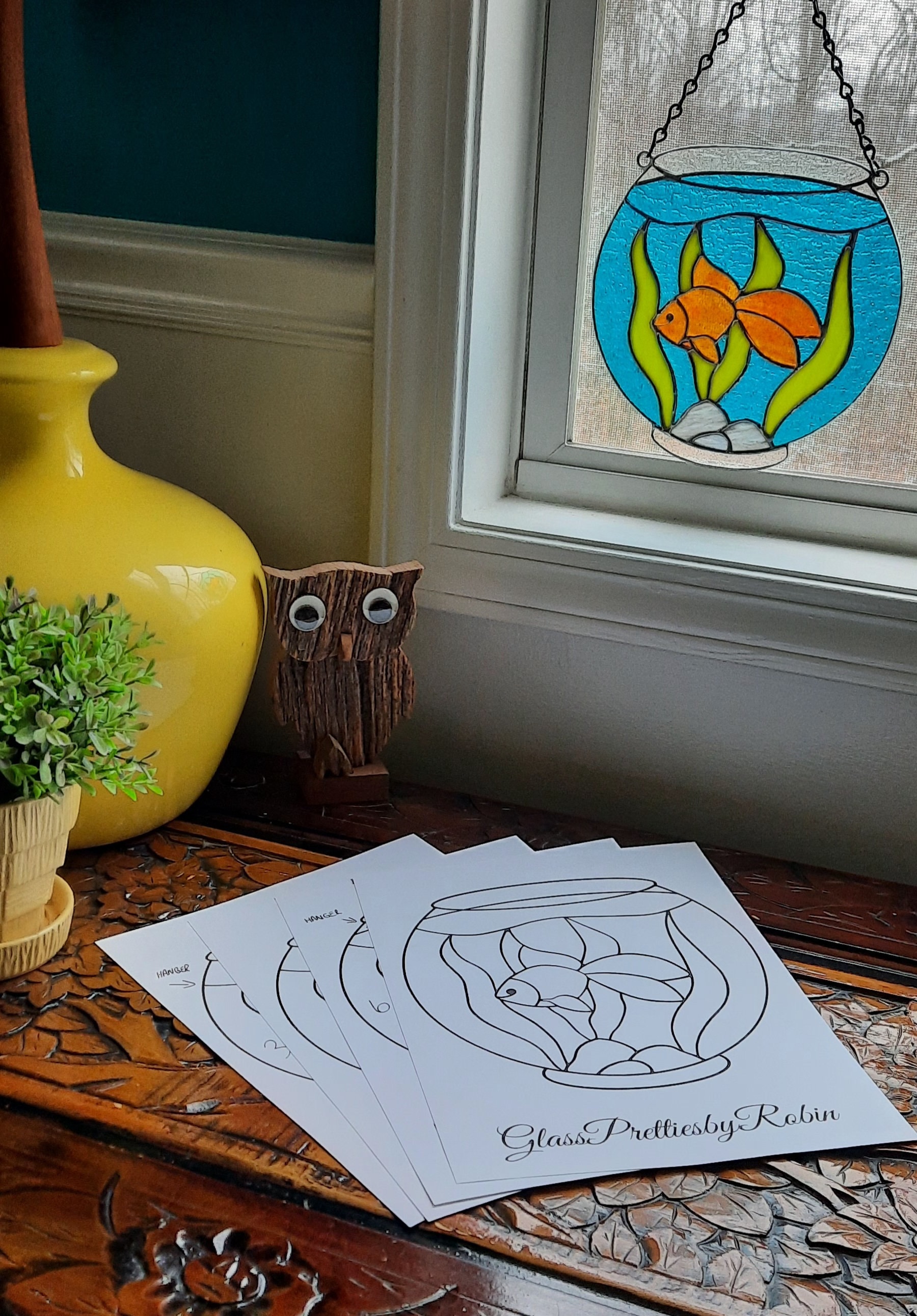 Goldfish Bowl Stained Glass Pattern - Etsy